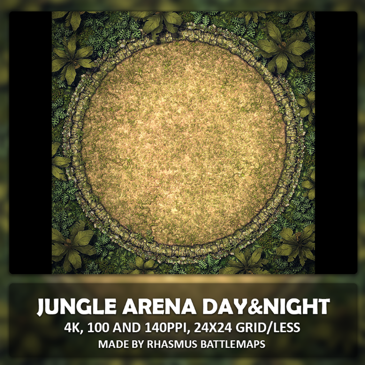 3D Printable Jungle Arena Map - Day and Night by Rhasmus Battlemaps
